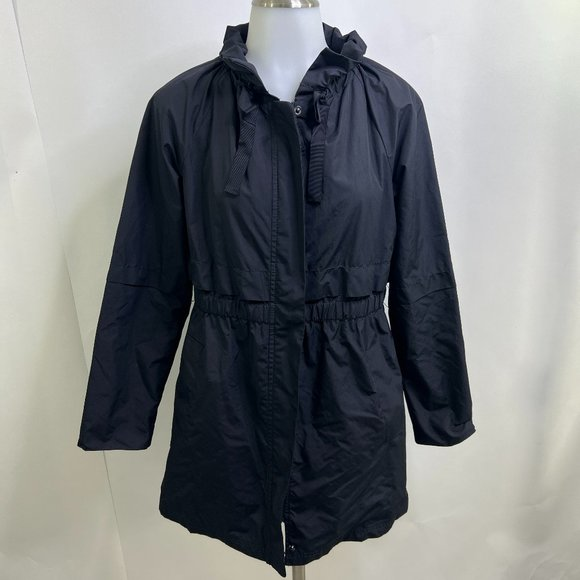 LOFT | Jackets & Coats | Loft Rain Coat Petite Sp Ps Dark Blue Ruffle ...